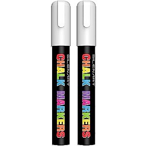 SILENART White Liquid Chalk Markers - Chalk Markers White - White Dry Erase Markers Pen - for Chalkboard Signs, Windows, Blackboard, Glass - 3-6mm Chisel Tip, 3mm Fine Tip