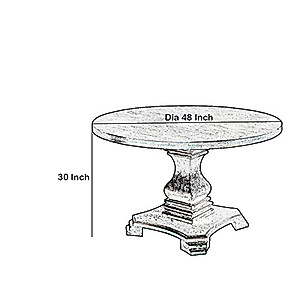 Benjara Traditional Style Wooden Round Top Dining Table with Pedestal Base, Black