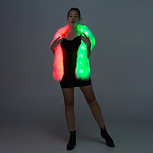 bDDeDD Women Neck Scarf, Winter Wraps Faux Fur Boa Shawl,Party with LED Light Up Long Scarves 100color