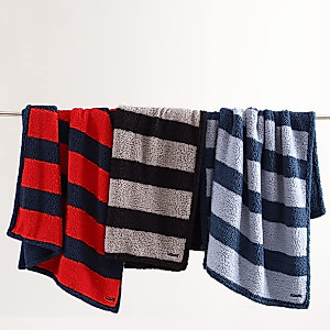 Nautica Throw Blanket Ultra Soft Plush Sherpa Home Décor, All Season Bedding, 50 x 60, Lawndale Blue/Red