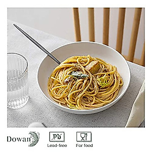 DOWAN Pasta Bowls 32oz, Large Salad Bowls, White Pasta Bowl Set of 6, Porcelain Fruit Bowl Plates, 8.5 inch Wide Shallow Plates, for Bread Meal Prep Bowls