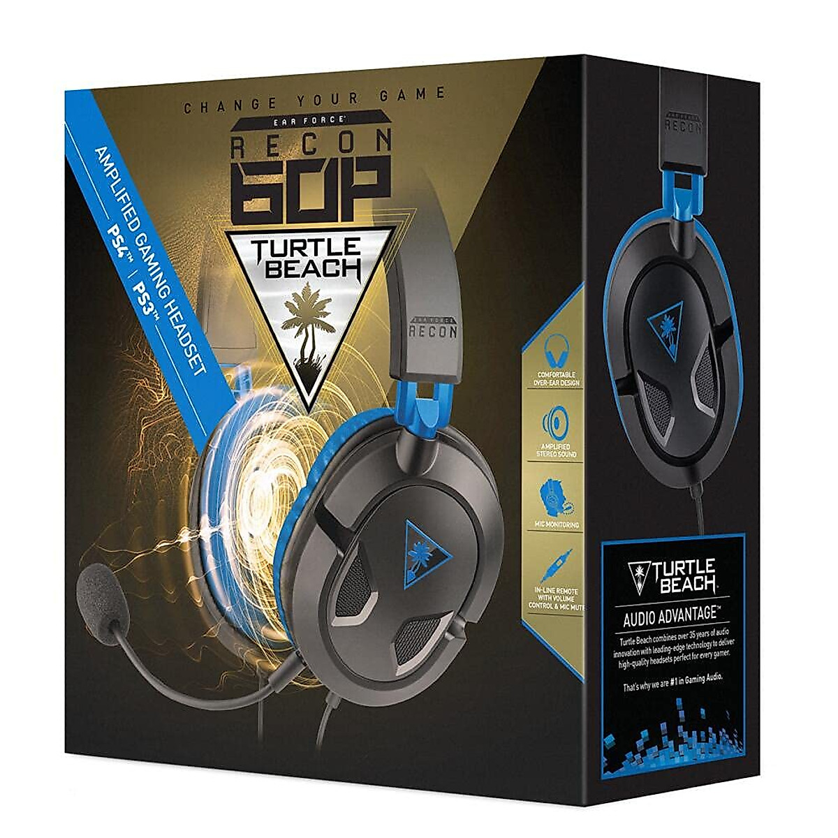 Turtle Beach - Ear Force Recon 60P Amplified Stereo Gaming Headset – PS4, Xbox One (Compatible w/ Xbox One Controller w/ 3.5mm Headset Jack), and PS3