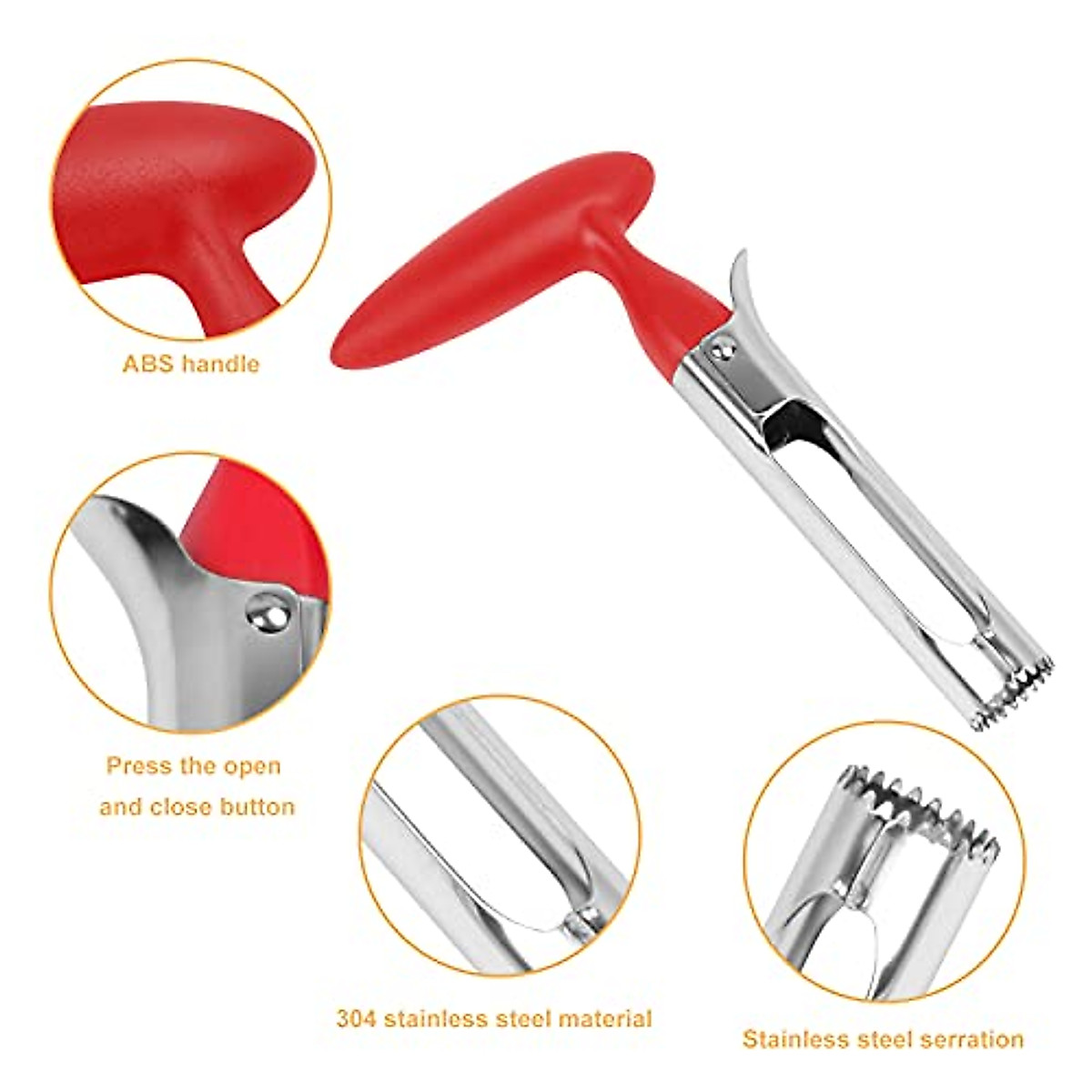 KUFUNG Apple Corer - Easy to Use Durable Apple Corer Remover for Pears, Bell Peppers, Fuji, Honeycrisp, Gala and Pink Lady Apples - Stainless Steel Best Kitchen Gadgets Cupcake Corer (M, Red)