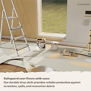 Homespun Canvas Drop Cloth - Canvas Tarp, Canvas Fabric Drop Cloth Curtains, 100% Recycled Cotton Drop Cloth, Drop Cloth for Painting, Floor & Furniture Protection, Painters Drop Cloth - (12x15 Ft)