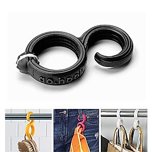 Fusionbrands GoHook All Purpose Household Hook, Portable Hook For Towels, Towel Holder, and Numerous Small Items in Kitchen, Bathrooms, Closets and on the go, S hook, Black
