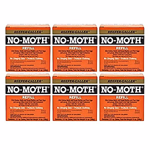 Reefer-Galler NO Moth Closet Hanger Refills - Kills Clothes Moths, Carpet Beetles, Eggs & Larvae (2 Moth Cakes, Pack of 6)