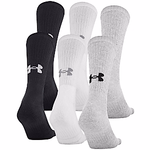 Under Armour Adult Training Cotton Crew Socks, Multipairs , True Gray Heather 2 (6-Pairs) , X-Large