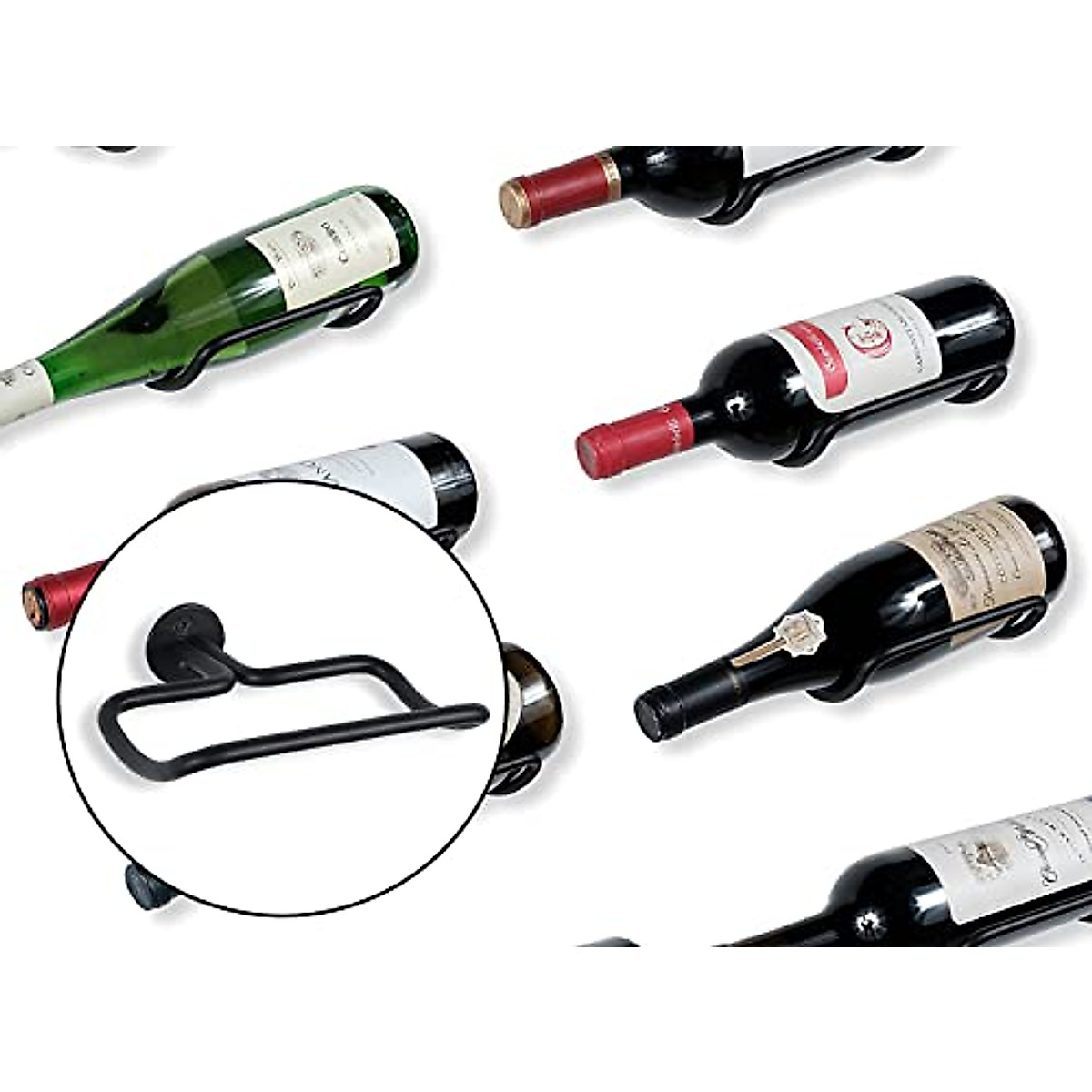 Rustic State Custom Design Iron Wine Hook Wall Mount Wine Bottle Holder with Cork Opener - Wine Rack Display for All Beverages Liquor - Home Kitchen Dining Room Bar Décor - Set of 10 - Black