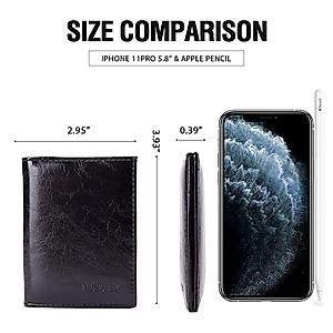 ZLONUBEY Wallets for Mens RFID Protection Leather Slim Small Womens Wallet Business Card Holders (Black)