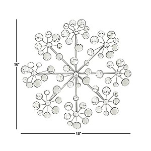 Deco 79 Metal Starburst Wall Decor with Crystal Embellishment, 16" x 2" x 16", Silver