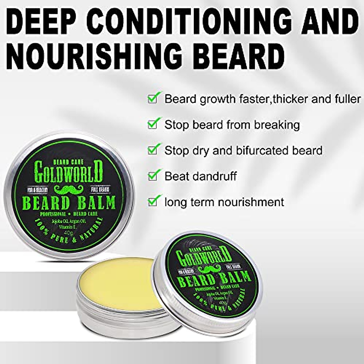 GoldWorld 2 Pack Beard Balm for Beard Grooming,Beard Care,Hair Growth,Unique Chrismast Stocking Stuffers Birthday for Men Him Dad