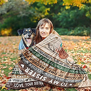 KERAOO Personalized Blanket Gift for Sister, Birthday Gifts for Friends, Flannel Throw Blankets Valentines Day Graduation Birthday Gift for Sister, BFF, Sister (for Sister, 60"X50")