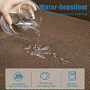 NC HOME Water Resistant Couch Cushion Covers Stretch Sofa Seat Slipcover for 3 Cushion Couch Sofa, Thick RV Dinette Cushion Covers Sofa Protector, Washable (Large, Coffee)