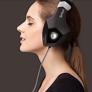 SADES A60/OMG Gaming Headset Over Ear Stereo Surround Sound Heaphones With Microphone Noise Isolating Volume Control LED Light For PC & MAC (White/Black)