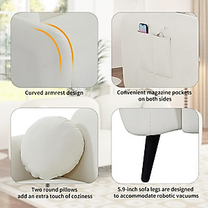 P PURLOVE Upholstered Sofa, Chenille Loveseat Sofa for Living Room, Bedroom, Apartments (Beige)