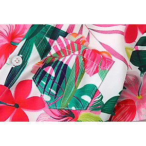 Baby Boys Hawaiian Print Shirt Button Down Shirts Aloha Short Sleeve Party Holiday Dress Shirt (2 Years, Pink Floral)