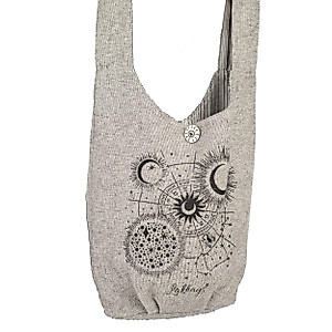 Cotton Sling Crossbody Shoulder Bag Purse Hippie Hobo Bohemian Festival Bag-Charcoal