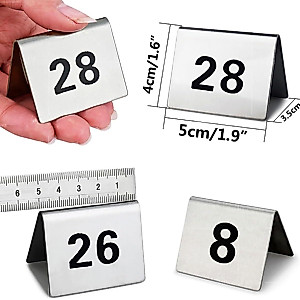 Stainless Steel Table Numbers, 1-10/25/50/100 Restaurant Digital Number Plate Tabletop Number Stackable, Wedding Birthday Marriage Party Supplies(1 to 25)
