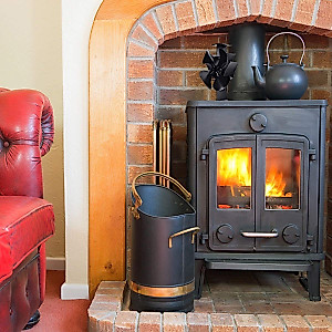 COSTWAY 4-Blade Stove Fan, Multi-Function Fuel Heat Powered Fan, Black, 6.5''X 3.0''X9.0''(LXWXH), 1.5 lbs