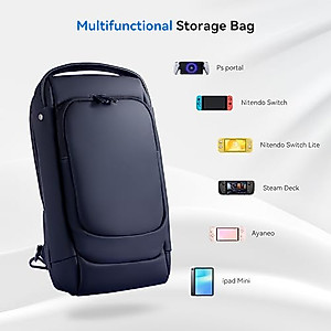 Sonicgrace Carry Case for Playstation Portal, Travel Bag for PS Portal/Nintendo Switch/OLED/Lite/Steam Deck/ASUS ROG Ally, Double-layer Leather Backpack for Game Console, AC Adapter, Dock, Accessories