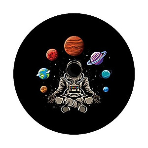 Astronaut doing yoga in the universe space galaxy yoga PopSockets Swappable PopGrip