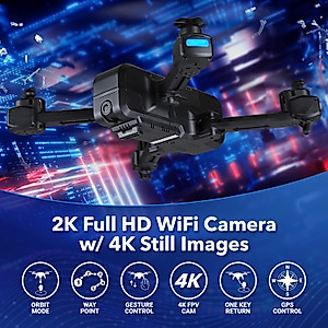 Contixo F22 FPV Drone with Camera for Adults, Kids, Beginners - 2.4G RC Quadcopter with 4K FHD Camera - Gesture Control, Custom Flight Path, WiFi, GPS Auto Hover Return Home, Follow Me, Carrying Case