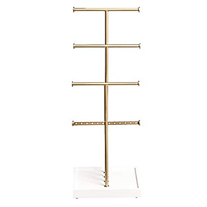 Amazon Basics Four-Tier Jewelry Tree Stand - White/Brass