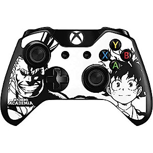 Skinit Decal Gaming Skin compatible with Xbox One Controller - Officially Licensed Funimation All Might and Deku Black and White Design