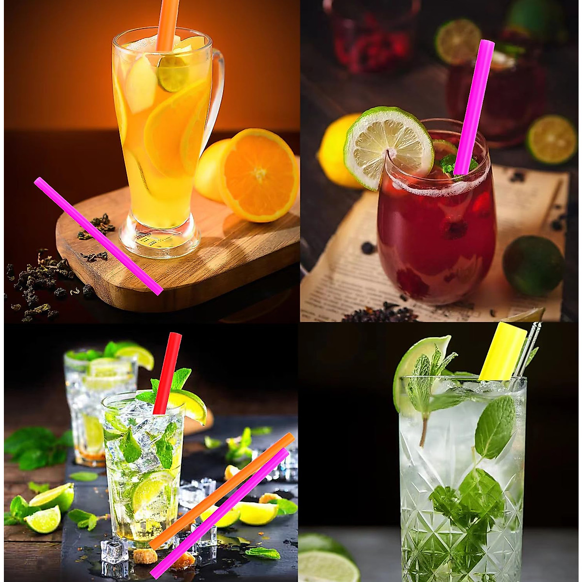 Jumbo Smoothie Straws, Colorful Disposable Wide-mouthed Large Straw (100 Count)