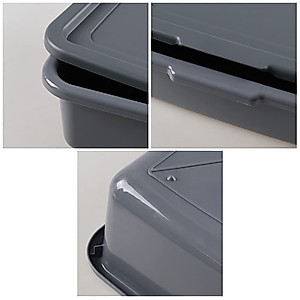Lesbin 3-Pack 13 L Plastic Commercial Tote Box with Lid, Bus Tubs/Bus Box, Gray