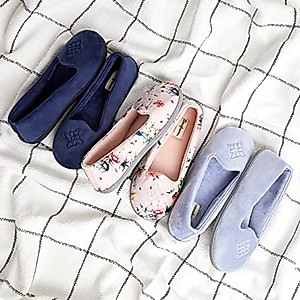 Dearfoams Women's Rebecca Lightweight Cozy Memory Foam Closed Back Slipper with Wide Widths, Peacoat, 9-10