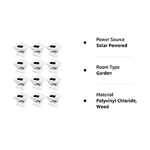 12 Pack White Outdoor Garden 4 x 4 Solar LED Post Deck Cap Square Fence Light Landscape Lamp Lawn PVC Vinyl Wood