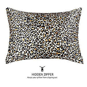 Luxury Satin Pillowcase with Zipper, King (1-Pack) Size, Jaguar Print (Silky Satin Pillow Case for Hair)