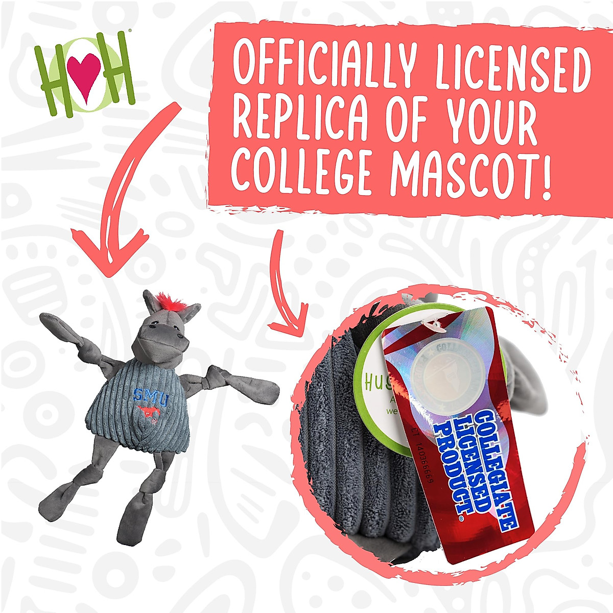 HuggleHounds Knottie Plush Dog Toy - Dog Stuffed Animal Toy, Puppy Toys, Squeaky Dog Toy for Small, Medium & Large Dogs, Durable Plush to Keep Busy, Officially Licensed - LSU Mike The Tiger, Large