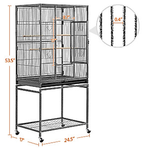 Yaheetech 54-inch Wrought Iron Standing Large Parrot Parakeet Flight Bird Cage for Small Parrot Sun Parakeet Green Cheek Conure Lovebird Budgie Finch Canary Bird Cage with Stand