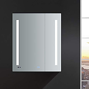 Fresca Tiempo 30" Wide x 36" Tall Bathroom Medicine Cabinet w/LED Lighting & Defogger