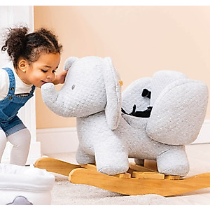 Nattou Rocking Horse Animal for Children, Tembo The Elephant, 10-36 Months, 25"x13"x18" in (64 x 34 x 46 cm), Grey, 929141