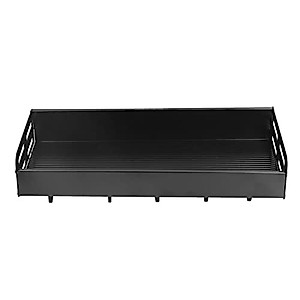 Deosdum Wall Mounted Kitchen Shelf Space Aluminum Rustproof Structure Floating Wall Shelves with 5 Hooks for Kitchen Black (30cm Long Black)