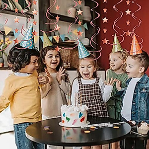 26 Feet Rose Gold Reflective Star Paper Garland Hanging Foil Swirls for Christmas Deccoration Wedding Birthday Party Bachelorette Engagement Holiday Graduation Party Decoration