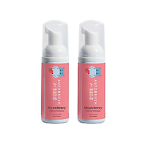 autobrush Kids Fluoride-Free Foaming Toothpaste Strawberry Flavor for Electric or U-Shaped Toothbrush, SLS-Free, Training Toothpaste, Anti-Cavity (2 Pack)