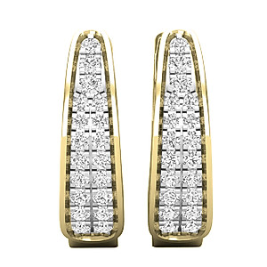 Dazzlingrock Collection 0.15 Carat (ctw) Round Lab Grown Diamond Ladies Huggies Hoop Earrings, 14K Yellow Gold