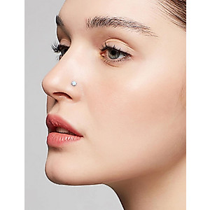 Yaalozei 18g Nose Rings studs for Women Straight Nose ring Surgical Stainless Steel Nose Rings Bar Earrings Pin Bone Stud Diamond Opal Nostril Nose Piercing Jewelry Men Silver Rose Gold Black Rainbow