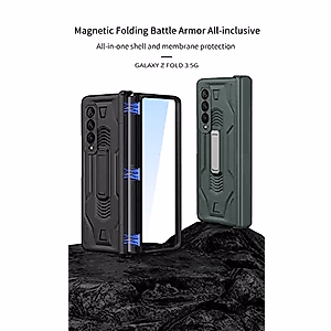 CeeEee Samsung Galaxy Z Fold 3 5g Case Screen Protector 360 Degree Full Body Protection Cover Built-in with 9H Tempered Glass and Kickstand with Hinge Protection, Black