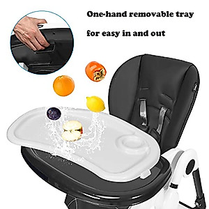 INFANS High Chair with One-Hand Removable Tray, 4 Lockable Wheels & Large Storage Basket - Multi-Adjustable Height, Recline & Footrest, Removable Cushion, Foldable for Baby, Infant& Toddler, Grey