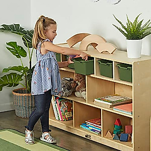 ECR4Kids Scoop Front Storage Bin, Multipurpose Organization, Hunter Green, 5-Piece