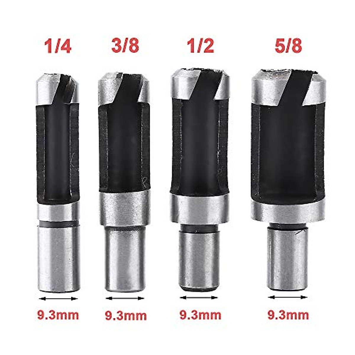 Bestgle 8Pcs Wood Plug Cutter Carbon Steel Straight and Taper Claw Drill Bit Set Woodworking Hole Saw Cutting Tool 5/8" 1/2" 3/8" 1/4"