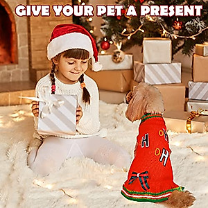 DK177 Dog Sweater Dress Dog Sweaters Turtleneck Dog Apparel with Bowtie, Christmas Sweater Pet Clothes Holiday Puppy Cat Costume New Year Gift for Small Or Medium Large Dogs (Red)