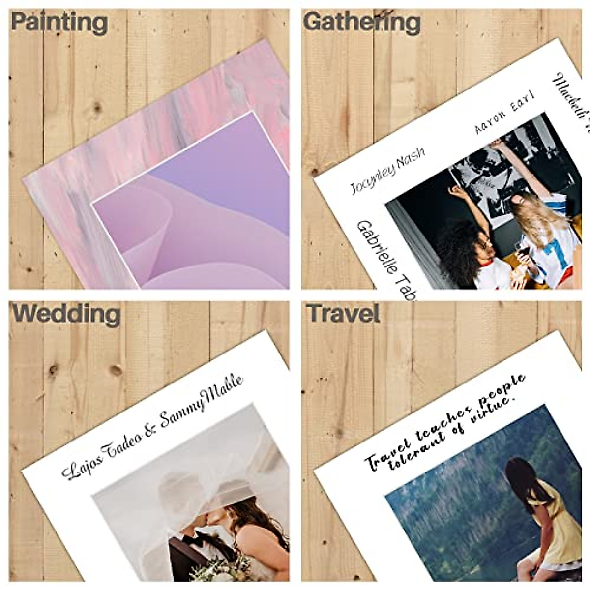 AUEAR, 5 Pack White 11X14 Bevel Cut White Core Picture Mat for 8.5X11 Photo/Print/Artworks - 5 Pre-Cut Acid Free Picture Frame Mat + 5 Backing Board + 5 Clear Bag