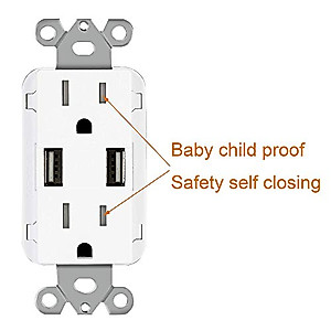 USB Outlet, High Speed Charger 3.1A Charging Capability, Child Proof Safety Duplex Receptacle 15 Amp, Tamper Resistant Wall socket plate Included UL Listed MICMI (3.1A USB outlet 10pack)