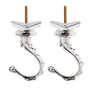 Penck Swag Hooks for Ceiling Hanging - Decorative Ceiling Hooks for Hanging Plants - Heavy Duty Hooks with Hardware for Ceiling Installation Cavity Wall Fixing, Silver, 2-Pack